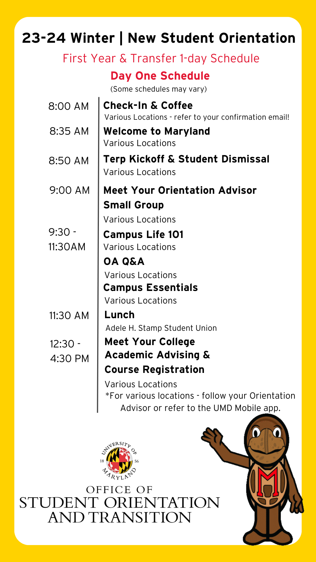 First Year Registration & Schedules | UMD Orientation